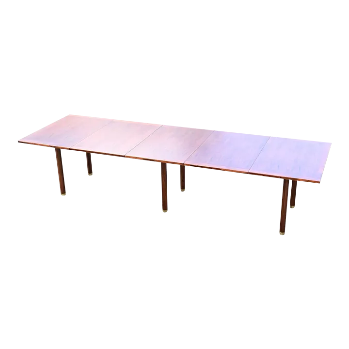 1960s Dunbar Walnut Dining Table Seats 14 | Chairish