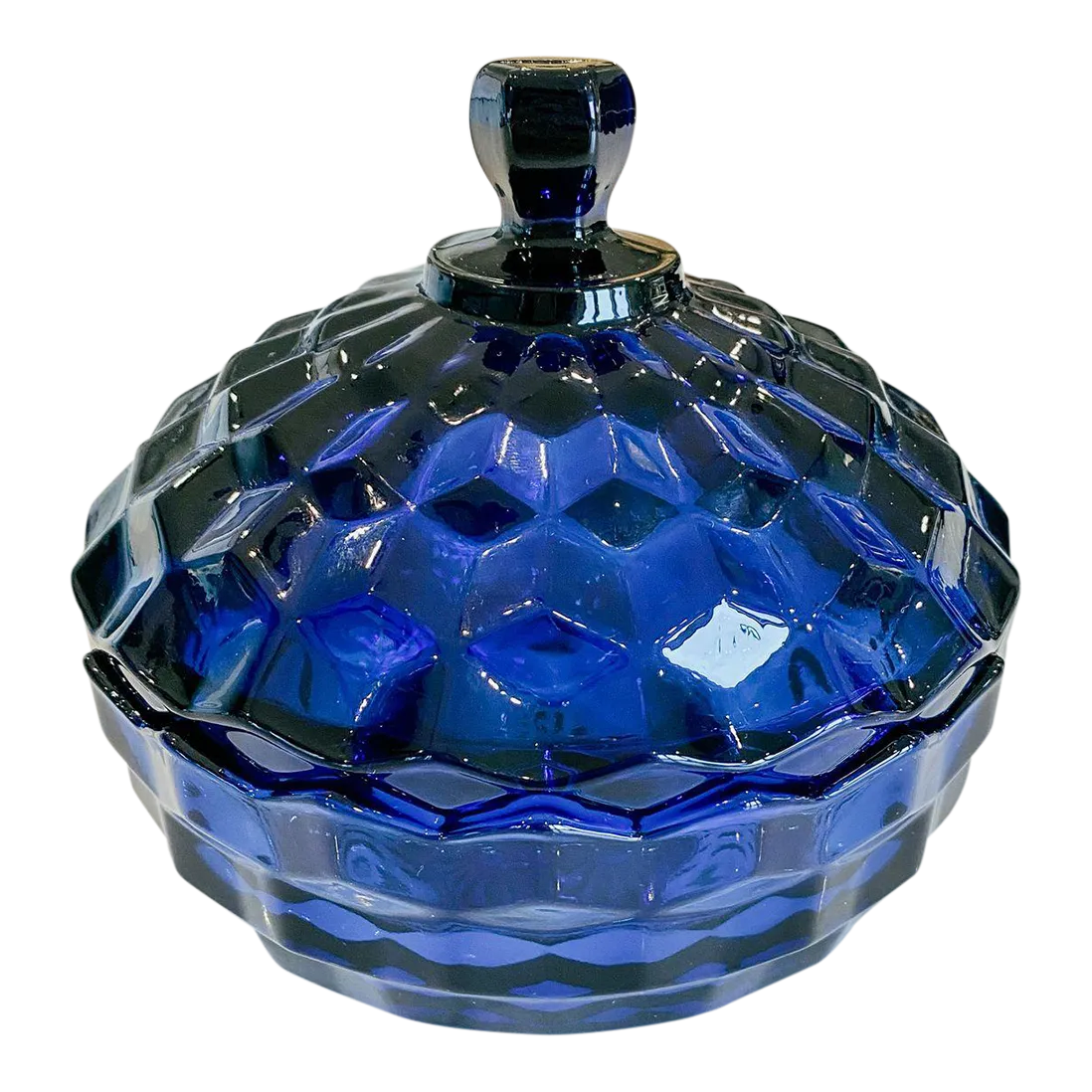 Vintage Indiana Glass Colony Whitehall Cobalt Blue Cubist Candy Dish ...