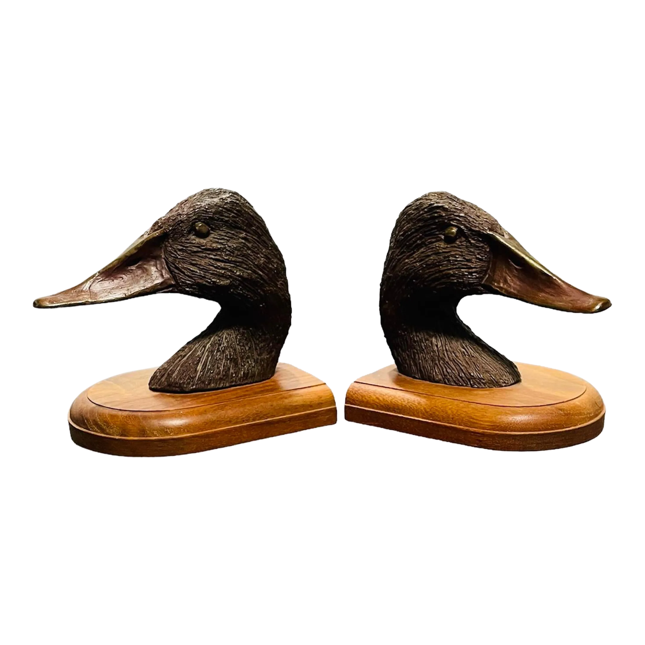 1970s Robert J Winship Bronze Canvas Back Duck Bookends - a Pair | Chairish