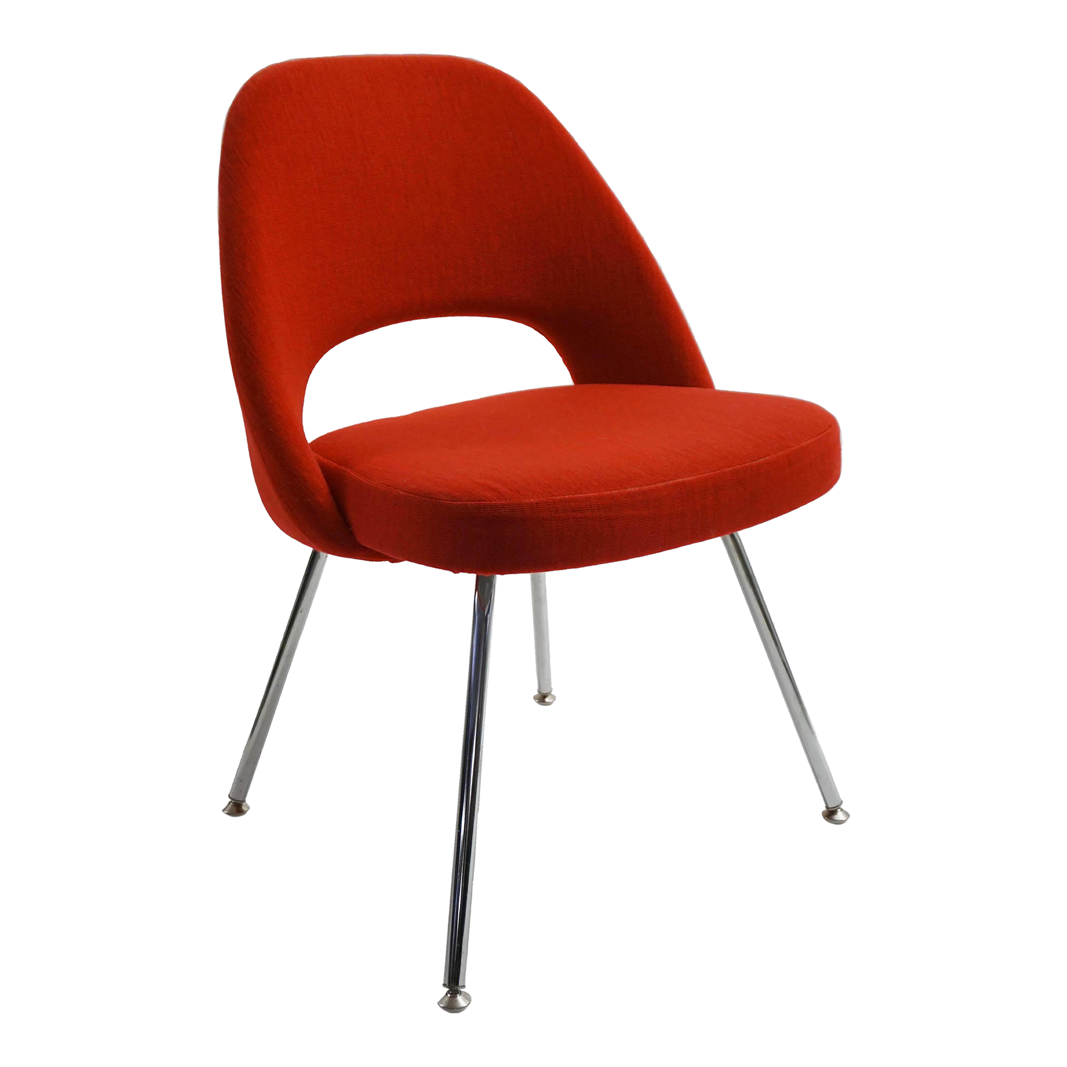 Saarinen Executive Armless Chair in Fire Red Fabric, Chrome Tubular ...