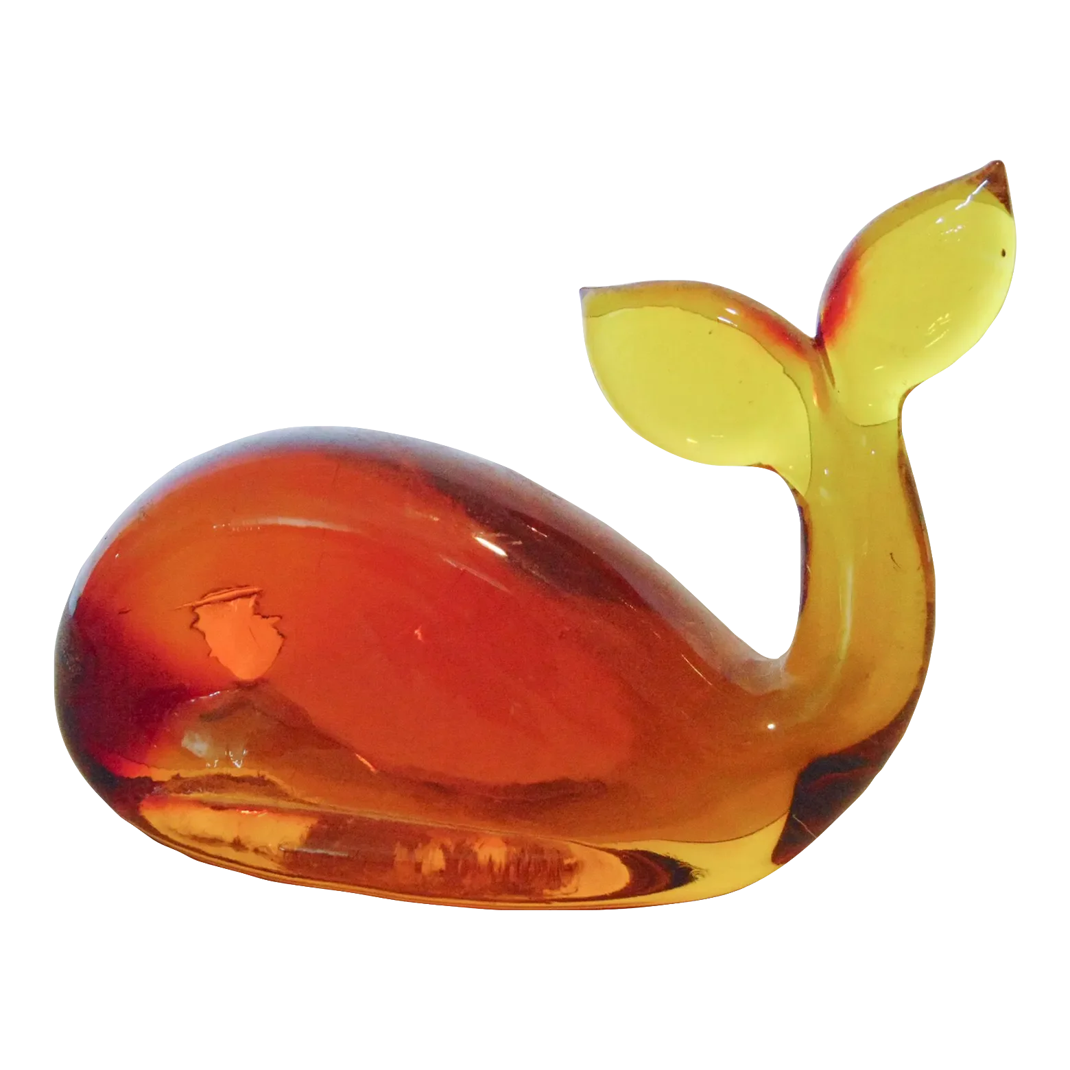 Art Glass Amber Whale | Chairish