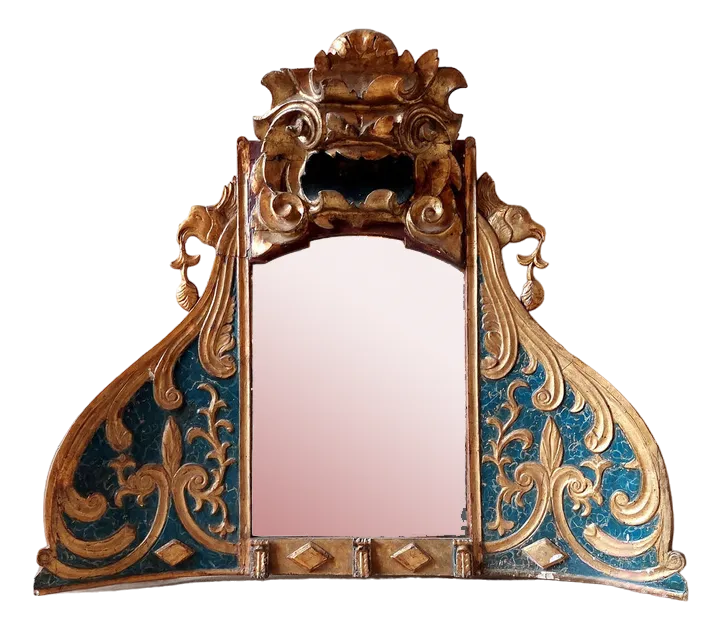 18th Century Italian Blue and Gold Church Mirror | Chairish