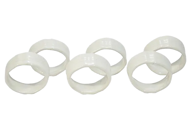 White Ceramic Pottery Napkin Rings - Set of 6 | Chairish