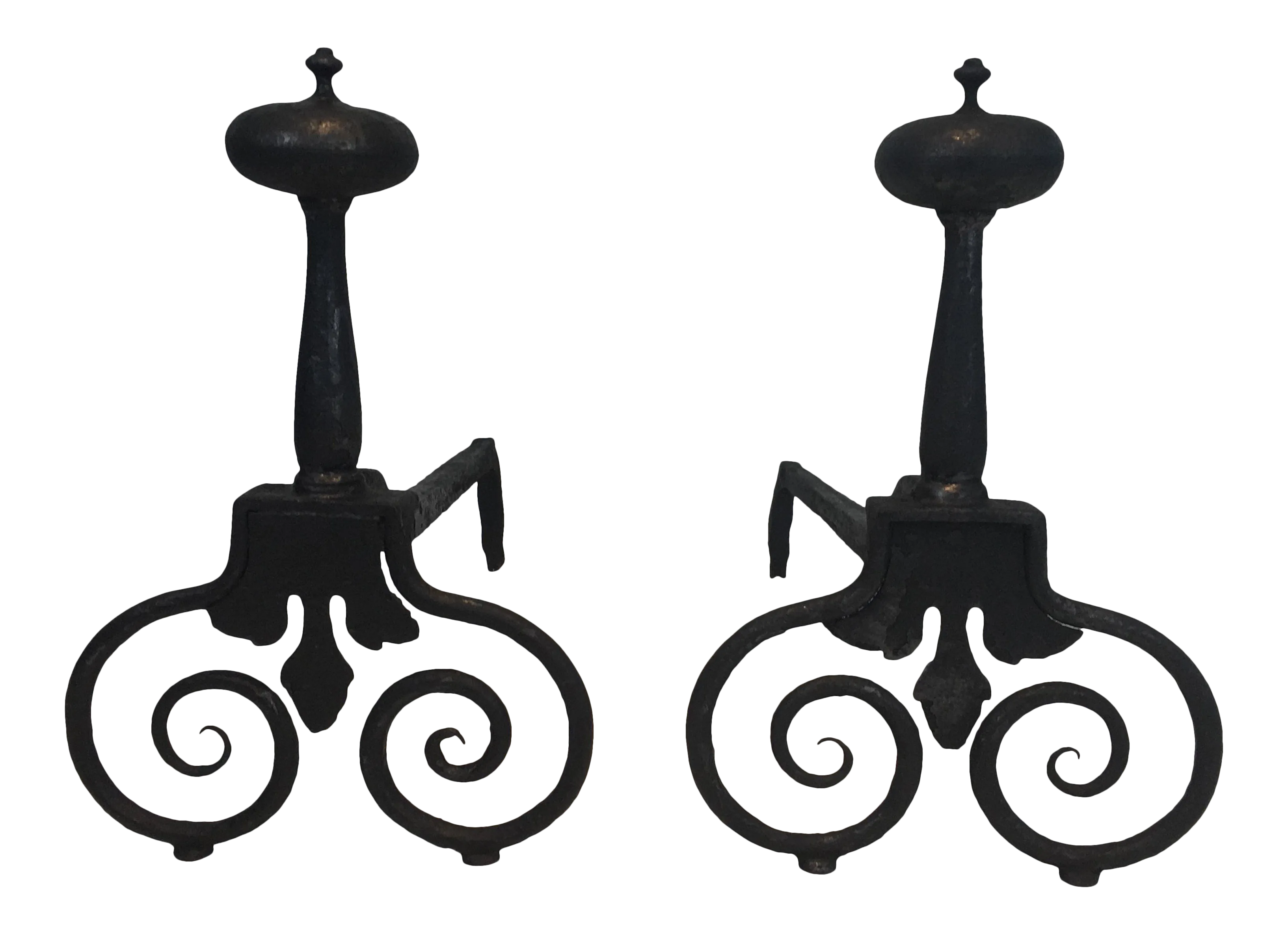 Wrought Iron Andirons, French, 18th Century - A Pair | Chairish