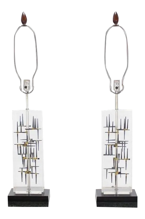 Sculptural Welded Spikes Table Lamp Attributed to William Bowie - a ...