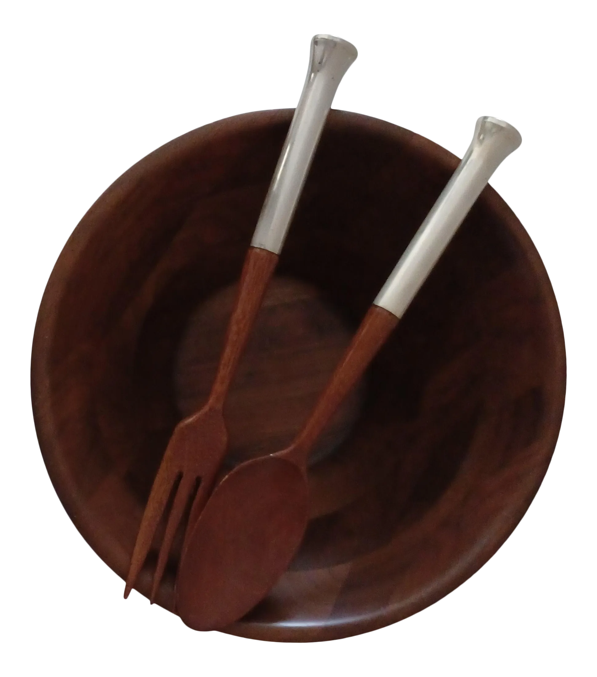 Mid-Century Modern Vintage Wood & Gorham Sterling Silver Salad Serving ...