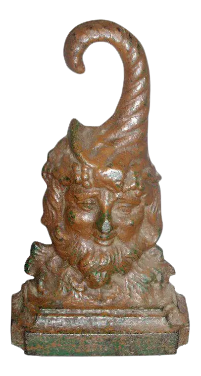 19th Century Cast Iron Figural Door Stop Bacchus with Cornucopia Handle ...
