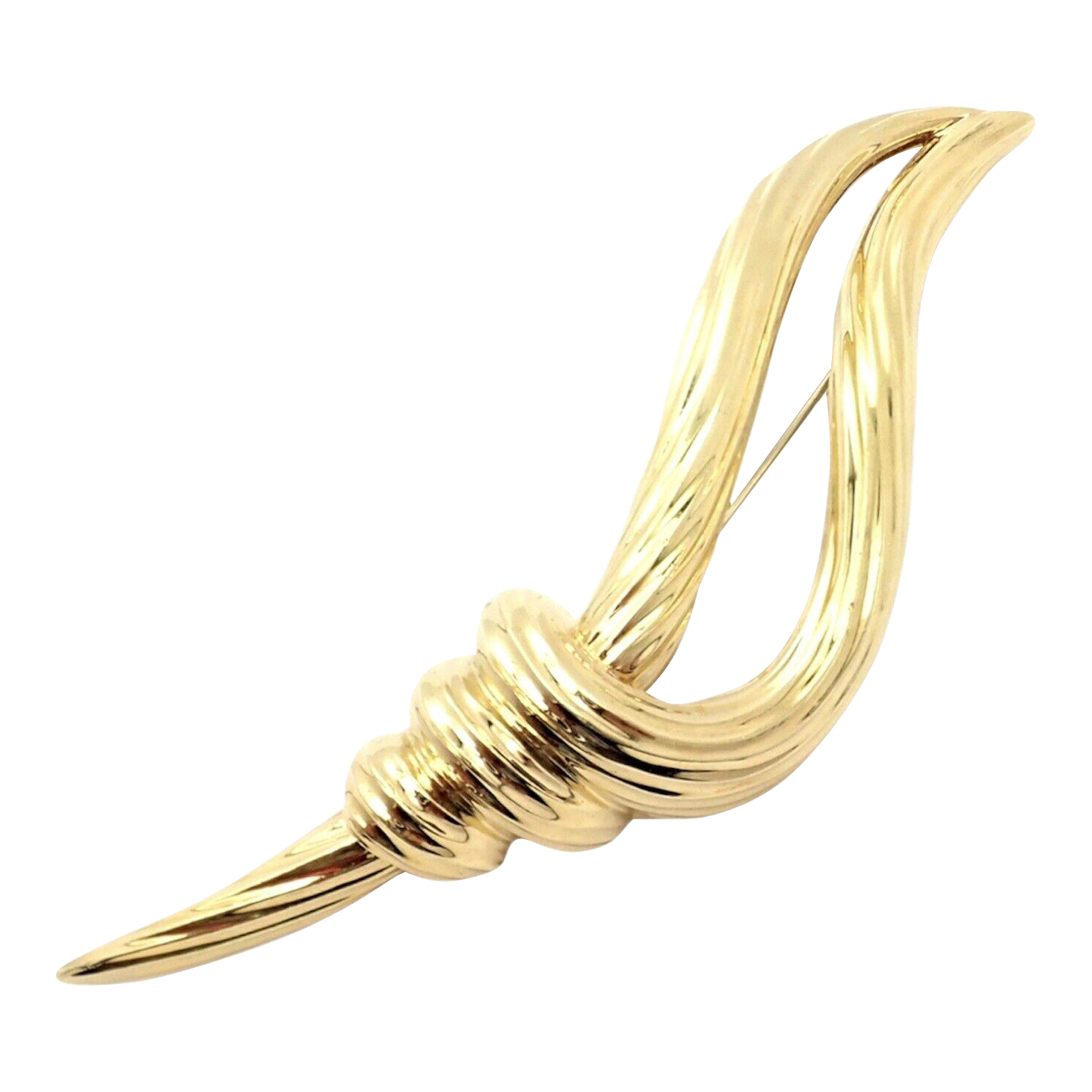Henry Dunay 18k Yellow Gold Olympic Torch Pin Brooch | Chairish