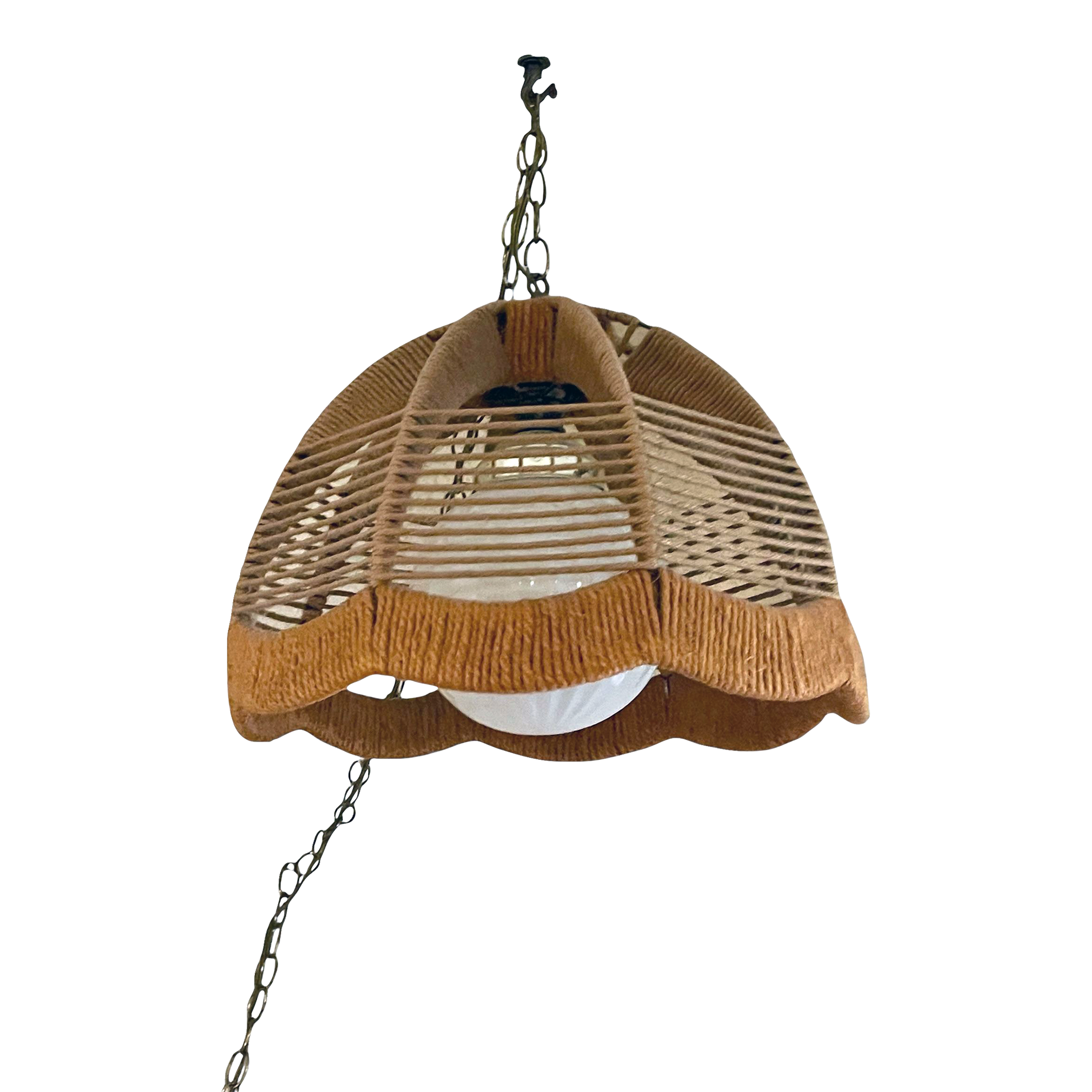 1960’s Hemp Rope Swag Light | Chairish