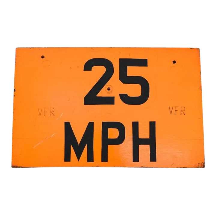 Vintage Industrial Orange Speed Limit 25 Street Sign | Chairish