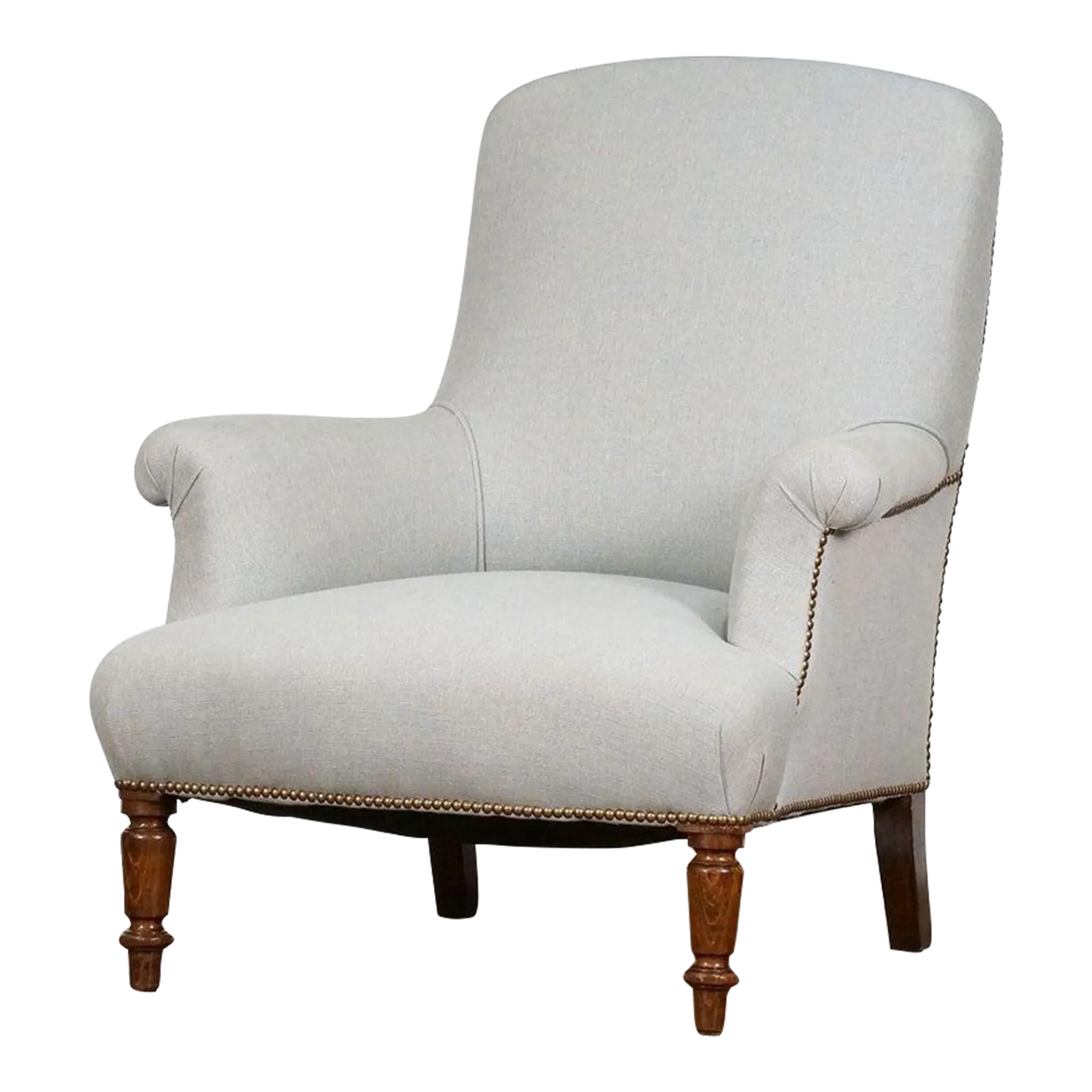 Upholstered Linen Armchair From France | Chairish
