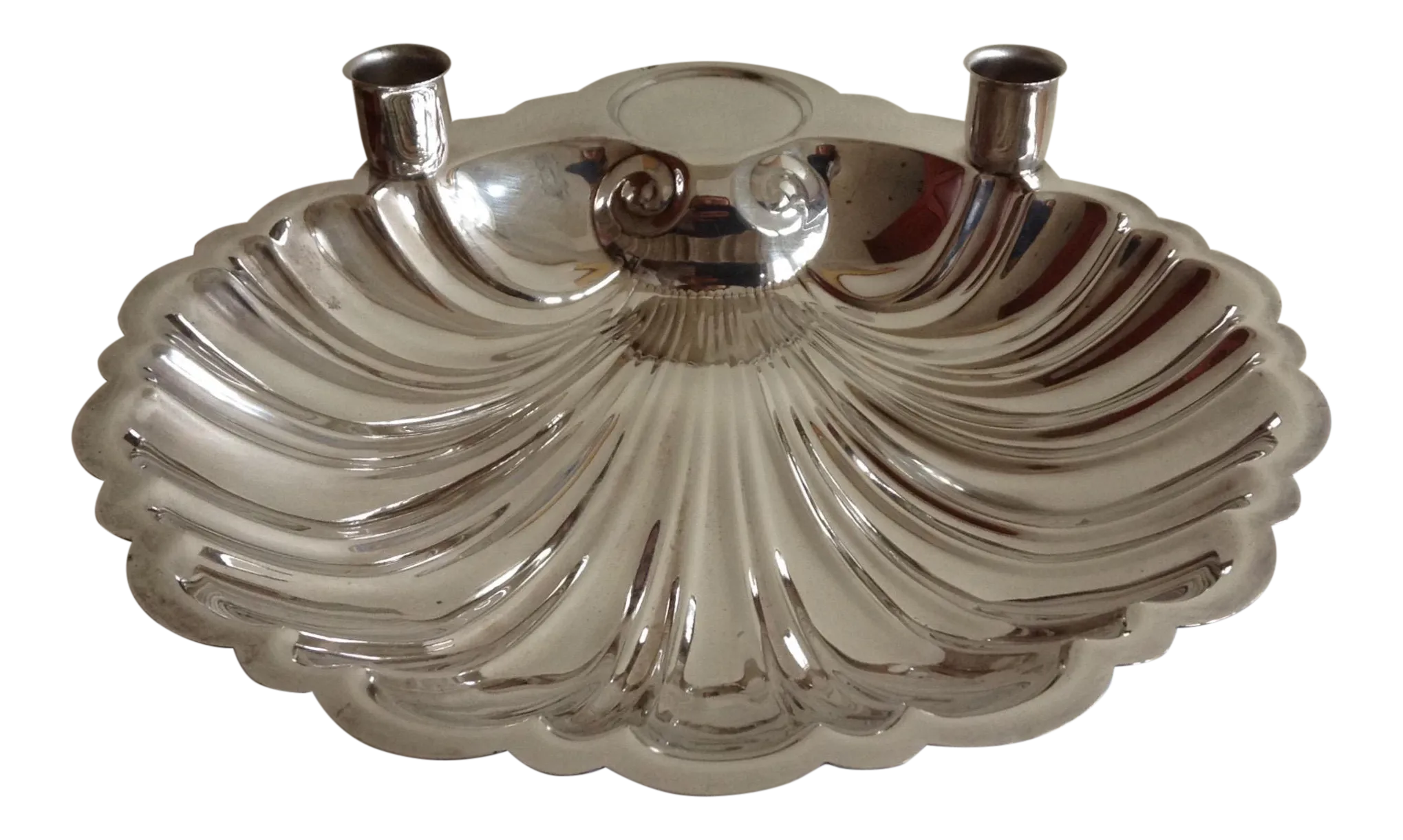 English Silver Plate Shell-Shaped Party Platter | Chairish