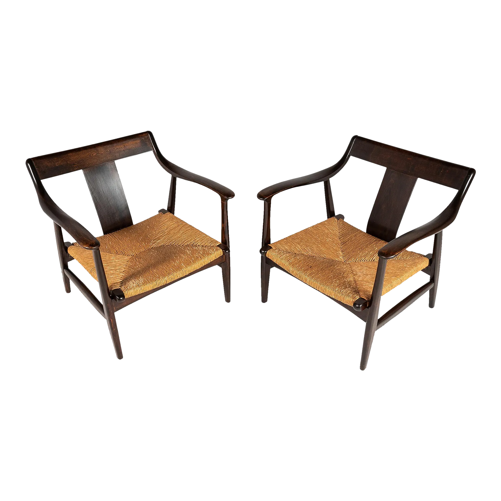1960s Mid-Century Modern Thrush Seat Low Profile Lounge Chairs - A Pair ...