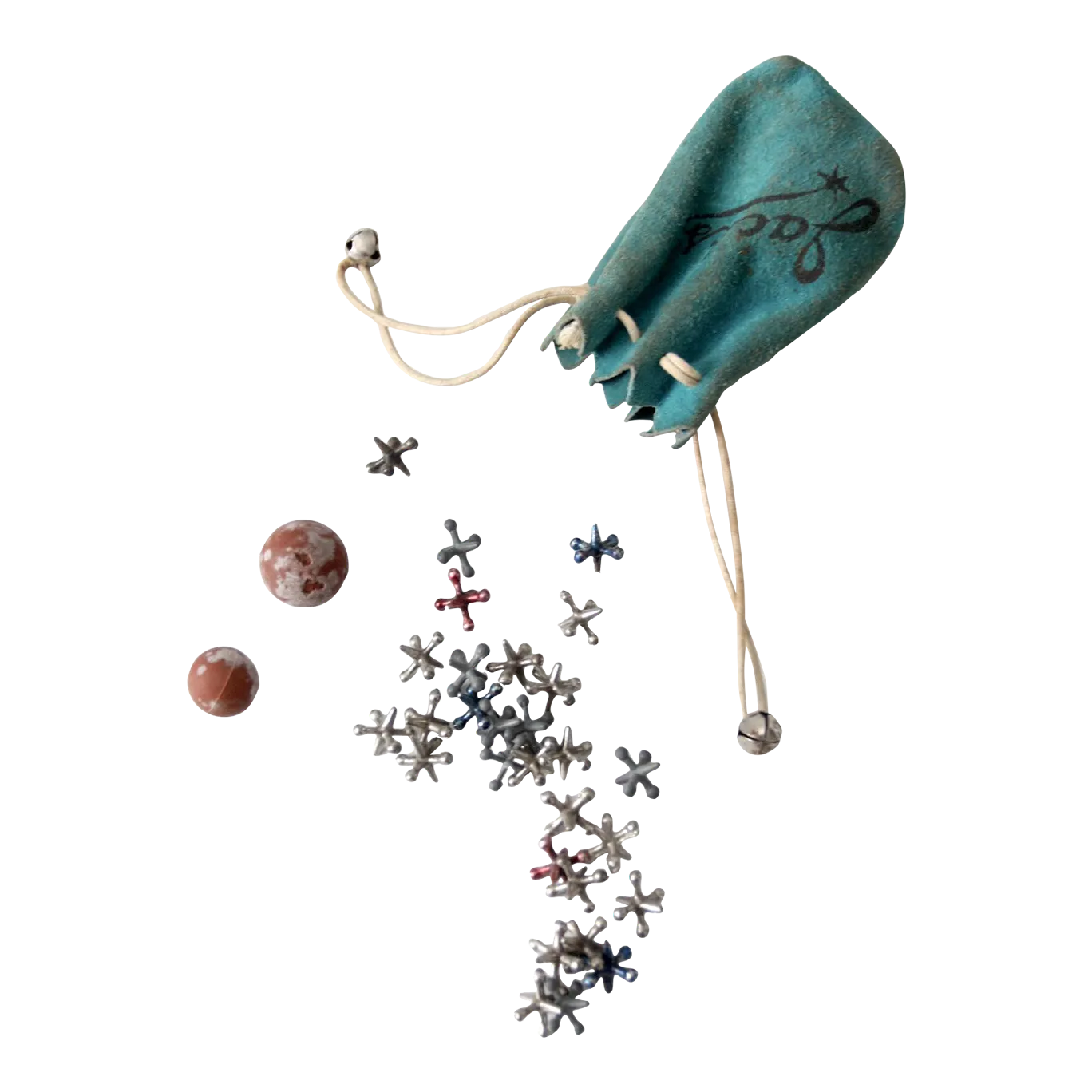 Vintage Jacks Game With Drawstring Bag | Chairish