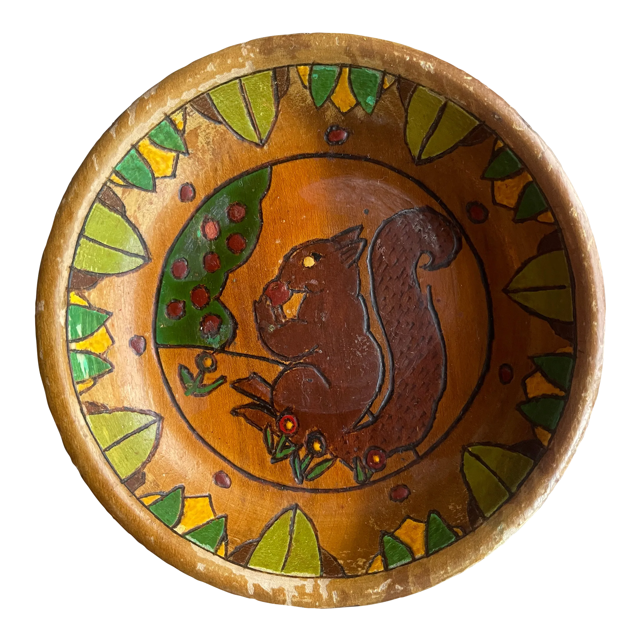 1940s Mid-Century Modern Norwegian Folk Art Wood Turned Bowl Carved ...