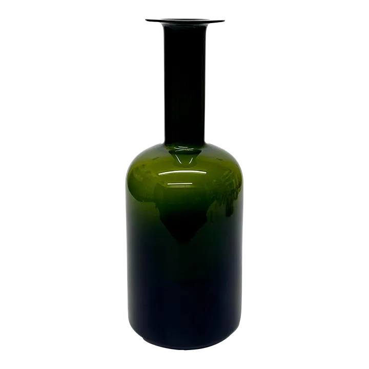 Mid-Century Large Olive Green Otto Brauer Gulvase for Holmegaard | Chairish