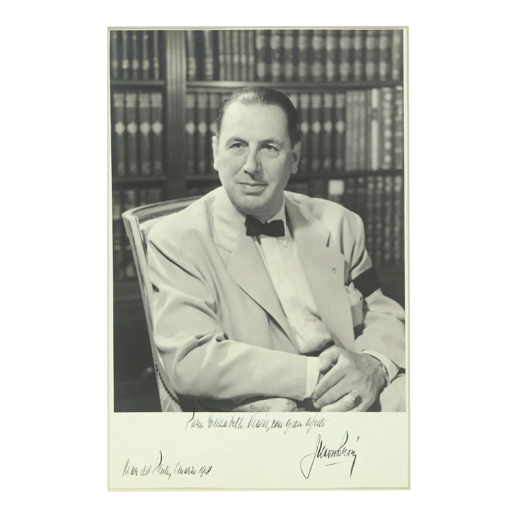 Autographed Black & White Photograph Portrait of Juan Perón, for ...