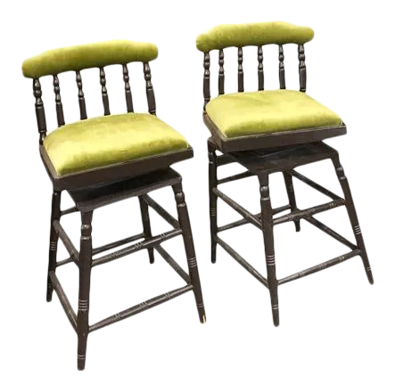 Antique Original Revolving British Colonial Bar Stools - a Pair | Chairish