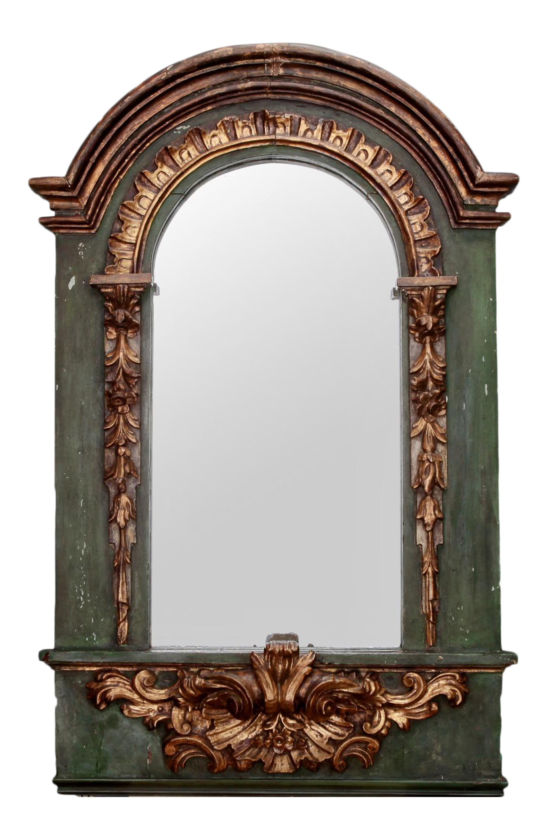 19th Century French Painted Mirror with Carved and Gilded Detailing ...
