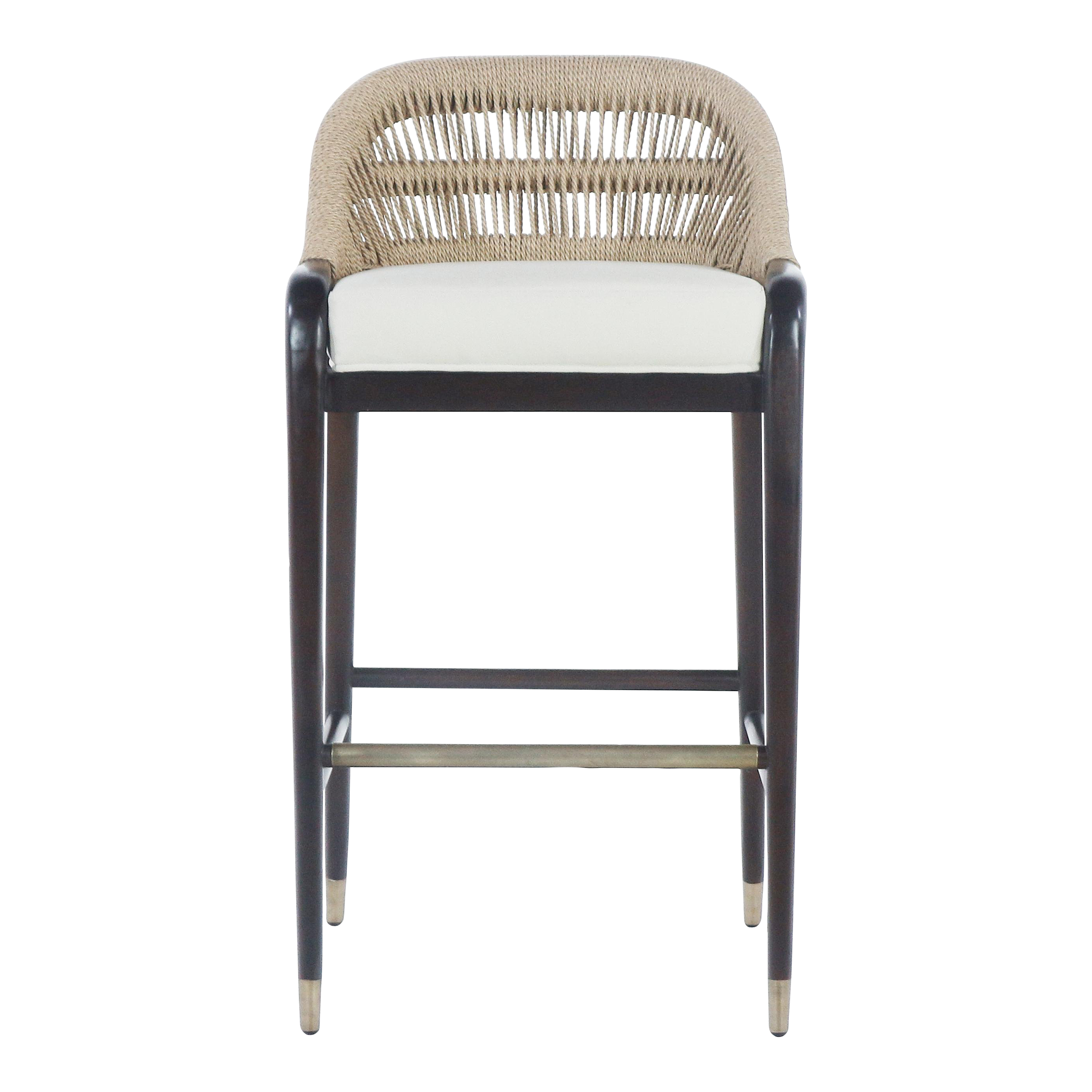 Fara Mahogany, Polypropylene Weave & Linen Upholstered Bar Stool | Chairish