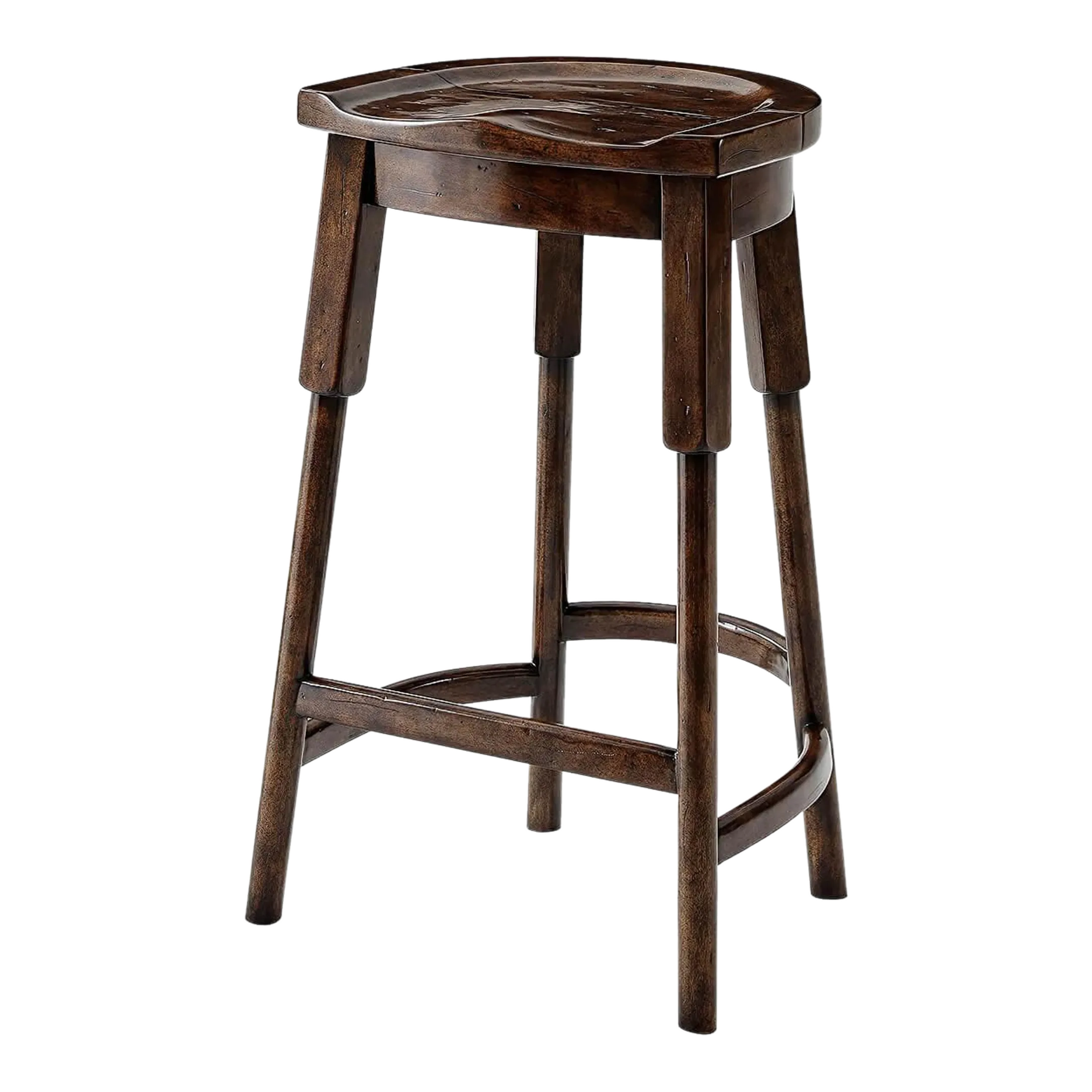 Provincial Wooden Bar Stool | Chairish