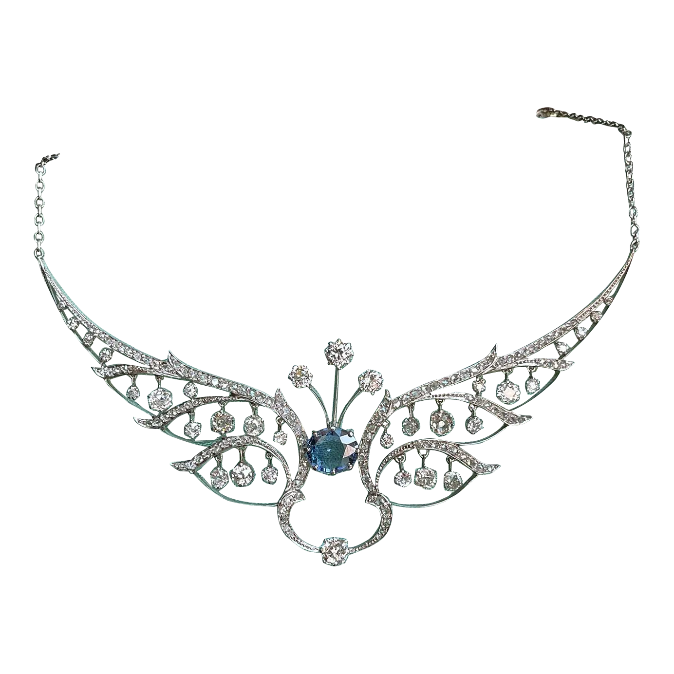 1920s French Belle Epoque Diamond Sapphire Tiara Conversion 5+cttw ...