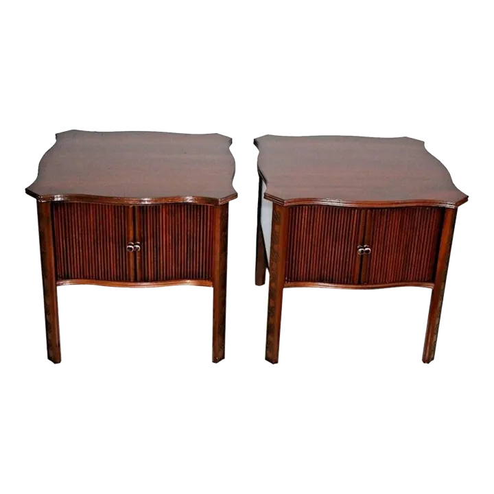 1980s Ethan Allen Nightstands End Tables Cabinets Sliding Pocket Doors ...