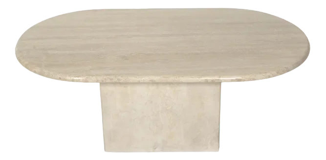 Oval Travertine Coffee Table | Chairish