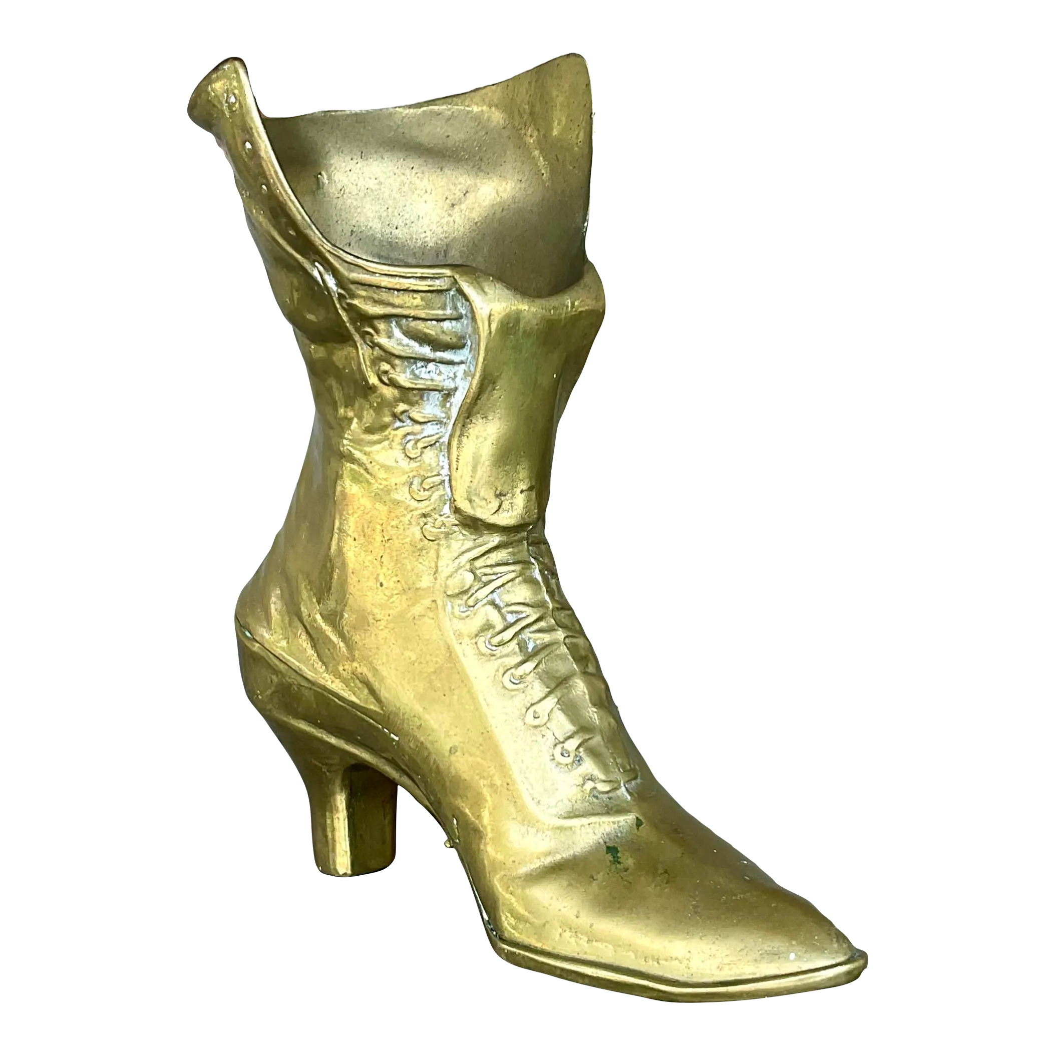 Vintage Boho Brass Victorian Boot | Chairish