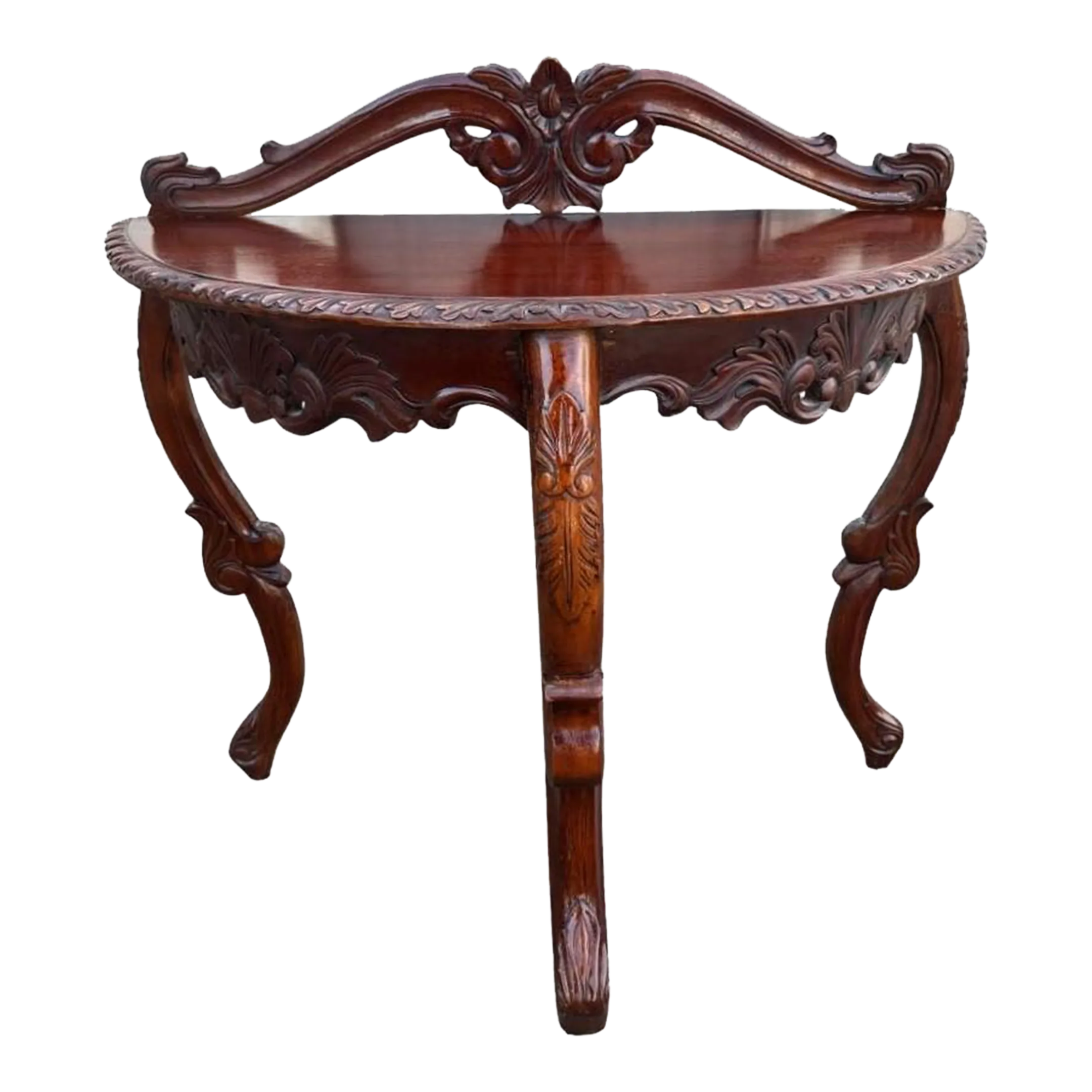 19th Century Italian Rococo Antique Rosewood Demi-Lune Console Table ...