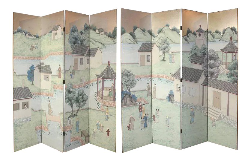 Chinese Eight-Panel Folding Screen | Chairish