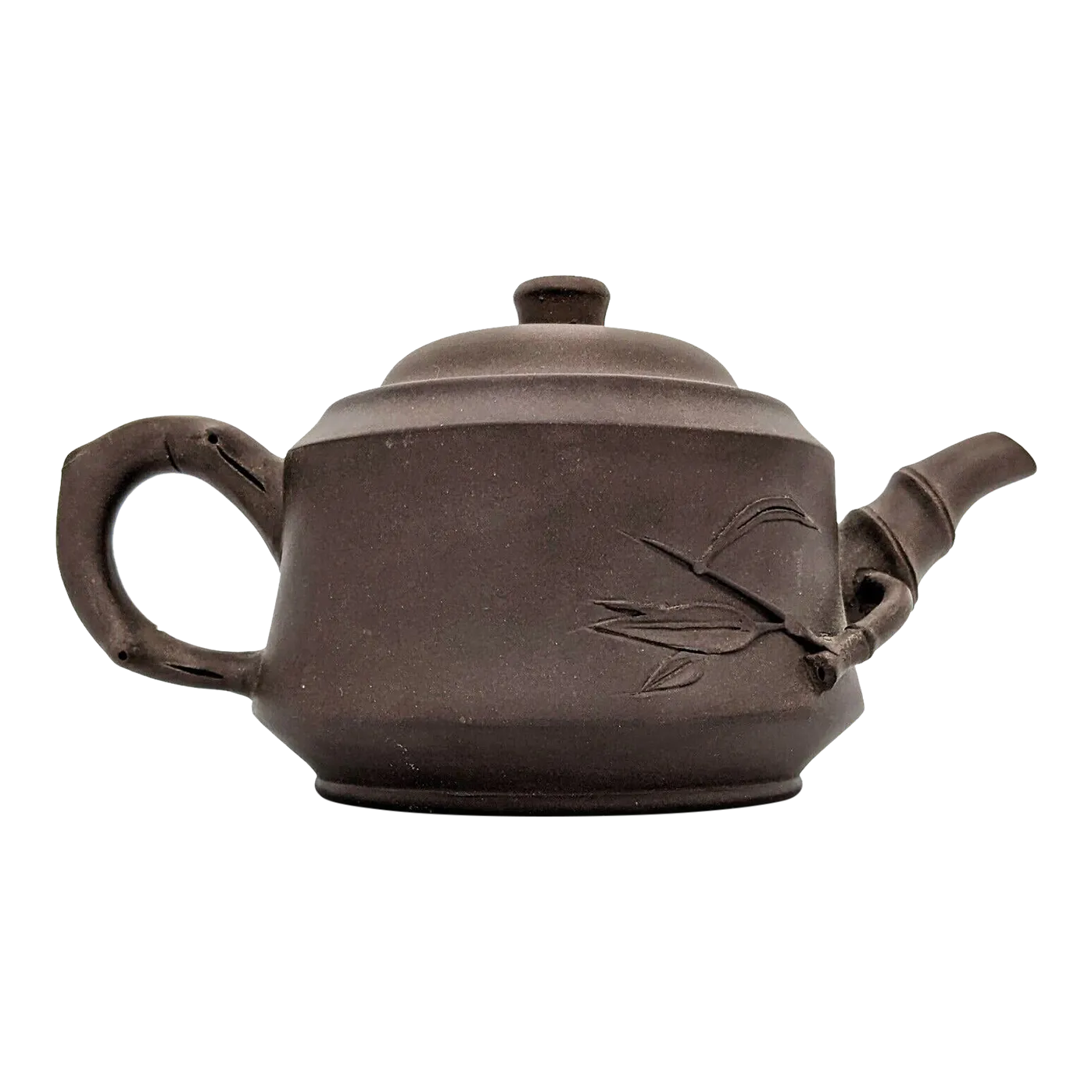 1970s Yixing Teapot Chinese Unglazed With Bamboo Motif Handmade Zisha ...