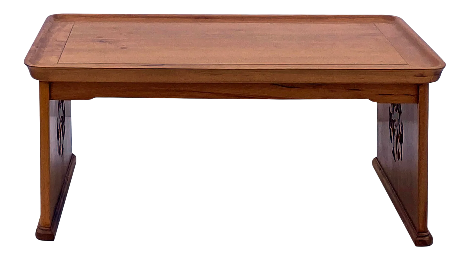 Oriental Light Brown Wood Rectangular Table Stand | Chairish