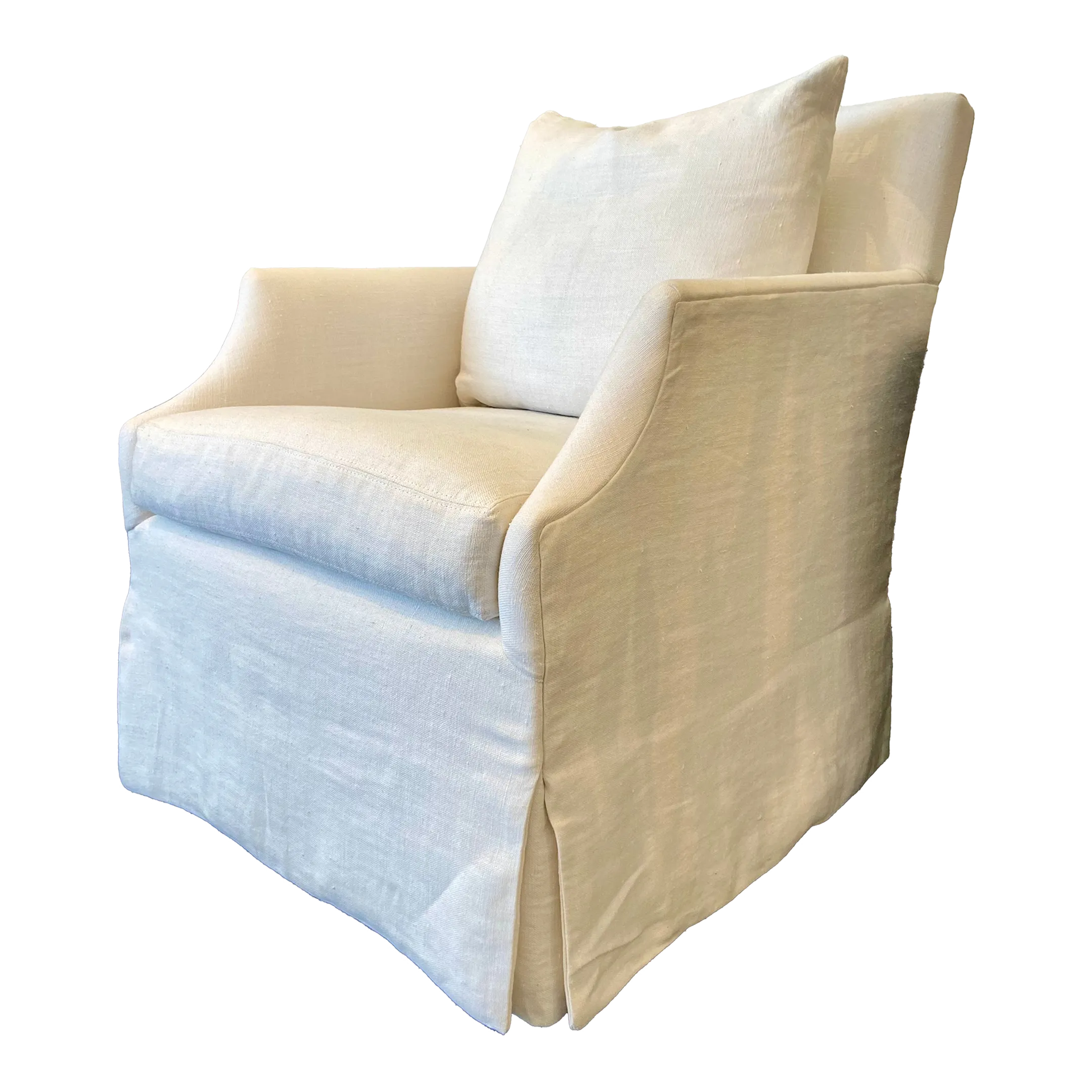 Lee Industries White Linen Lounge Chair | Chairish