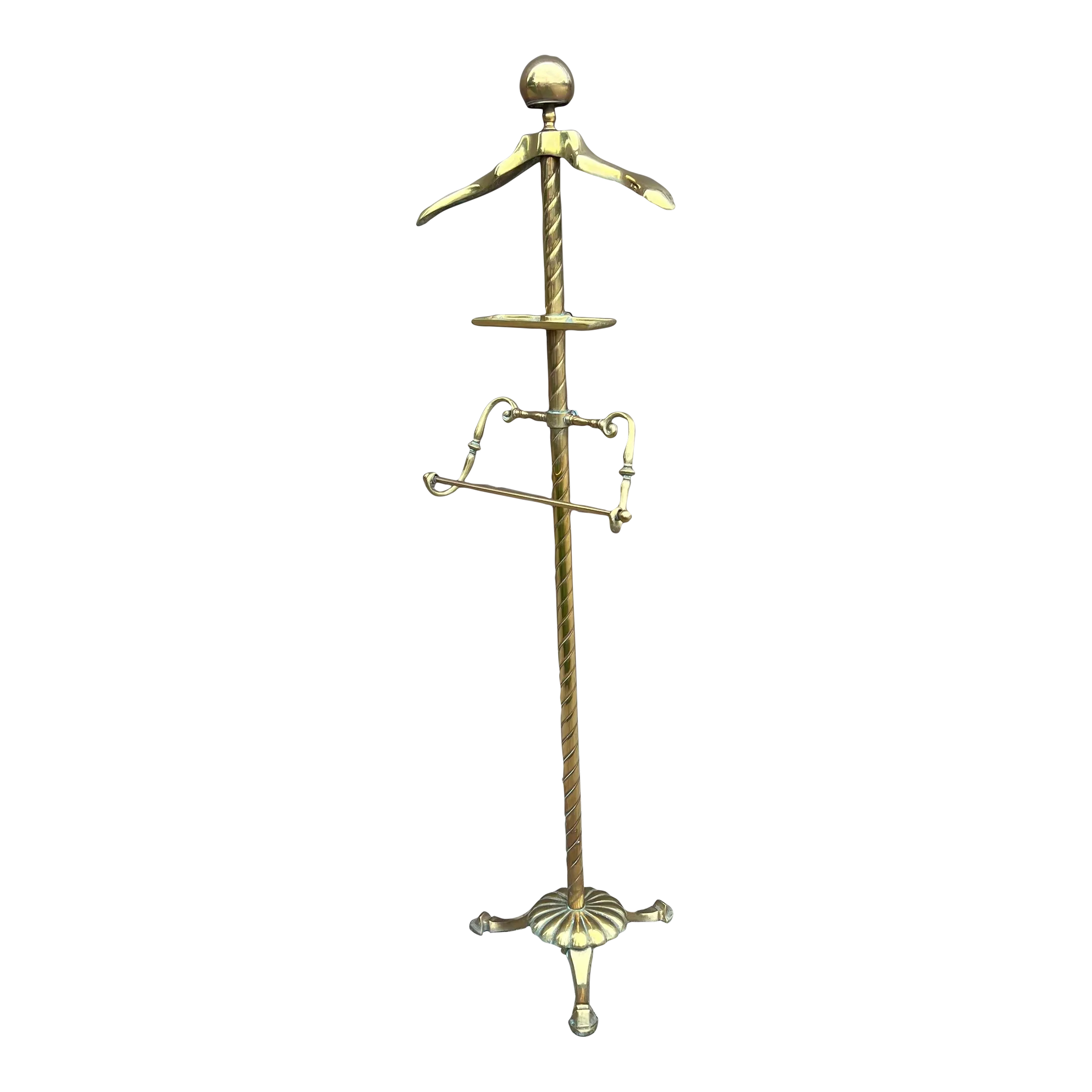 Mid 20th Century Vintage Brass Valet Stand | Chairish