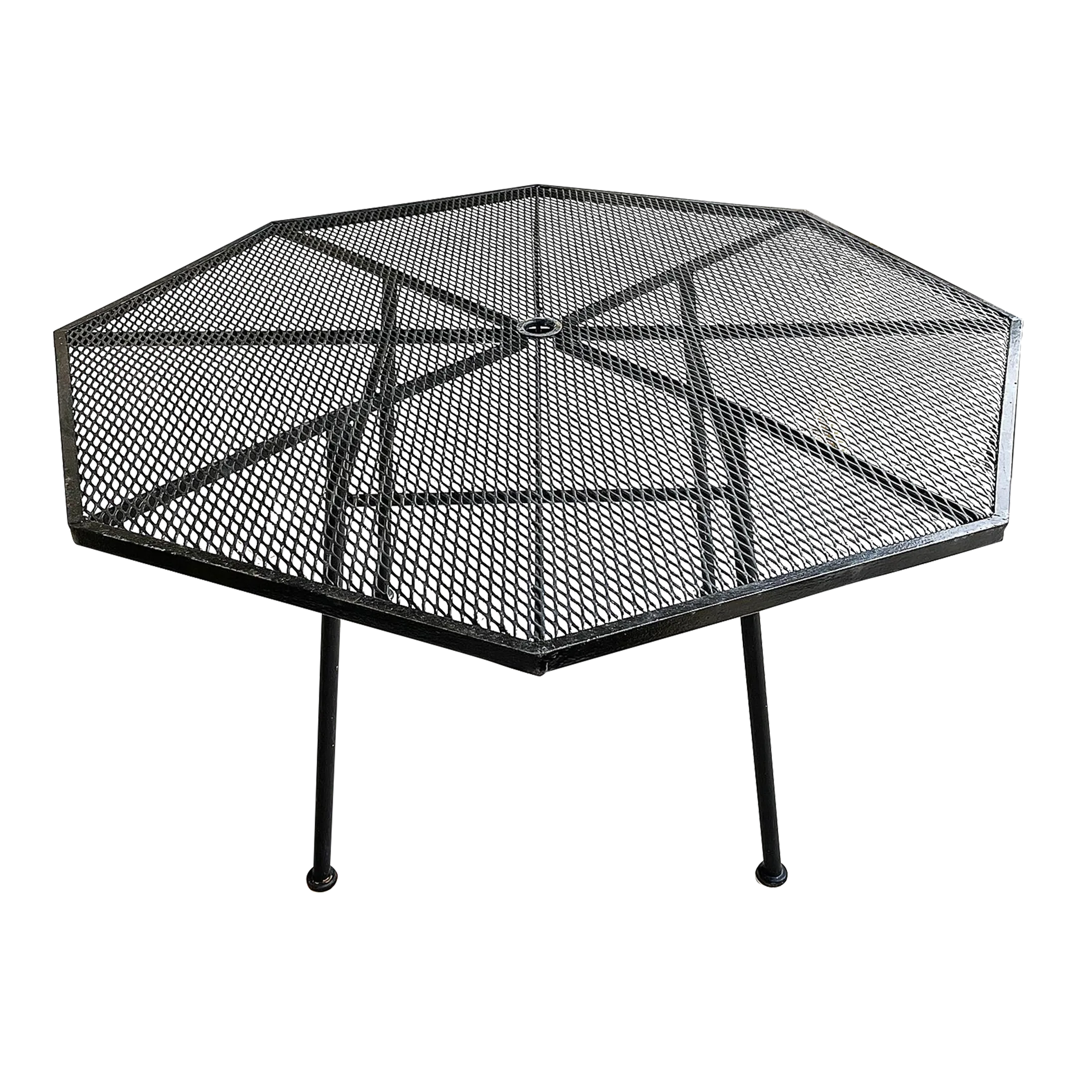 Vintage Woodard Attributed Octagonal Metal Mesh Patio Dining Table ...
