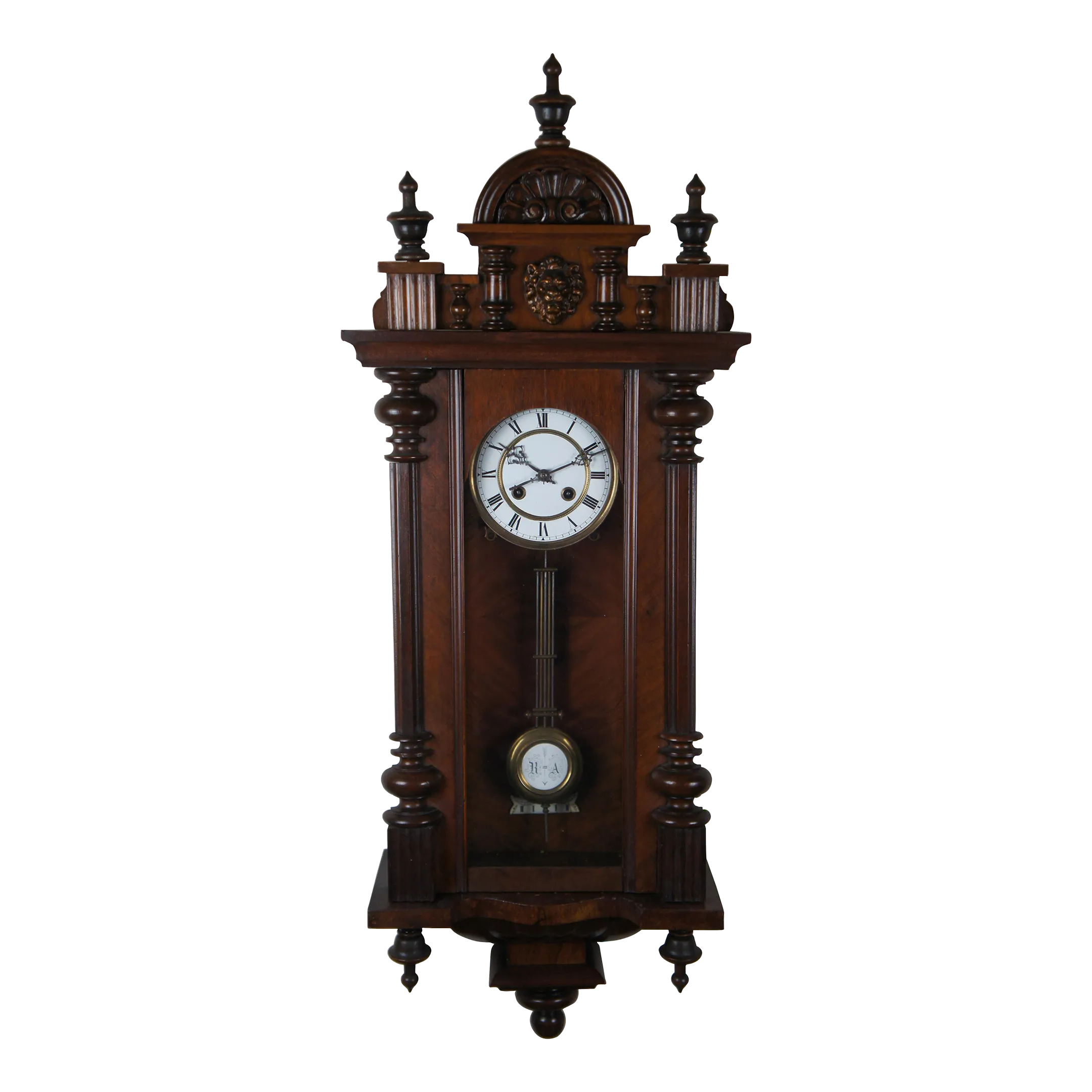Antique German Fms Mauthe Vienna Regulator Carved Walnut Drp Wall Clock ...