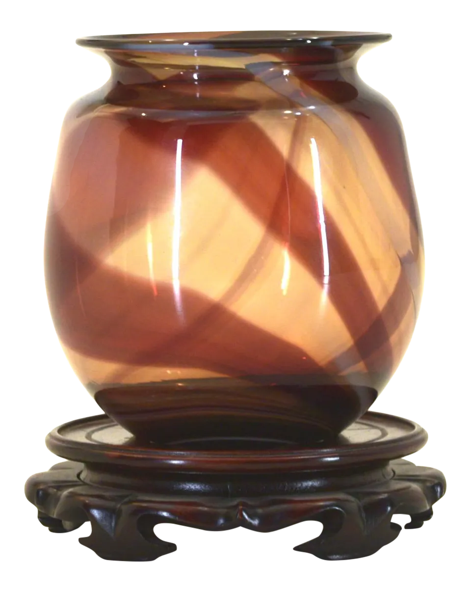 1979 Nancy Freeman Handblown Vase with Custom Stand | Chairish