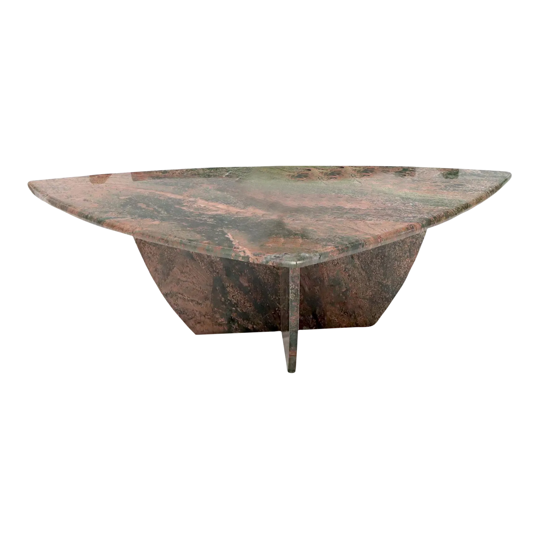 1970s Rounded Triangle Shape Solid Marble Coffee Table | Chairish