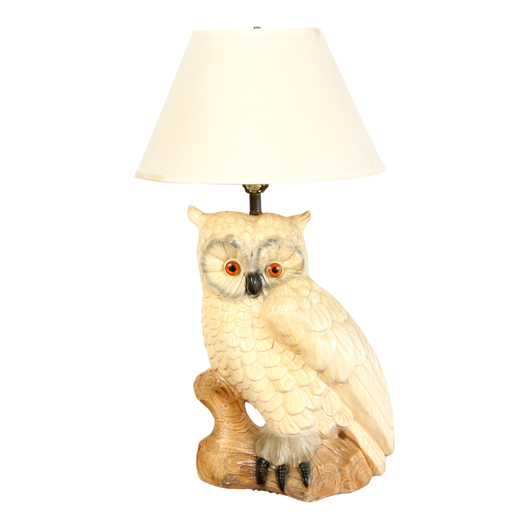 Large Vintage Ceramic Owl Table Lamp | Chairish