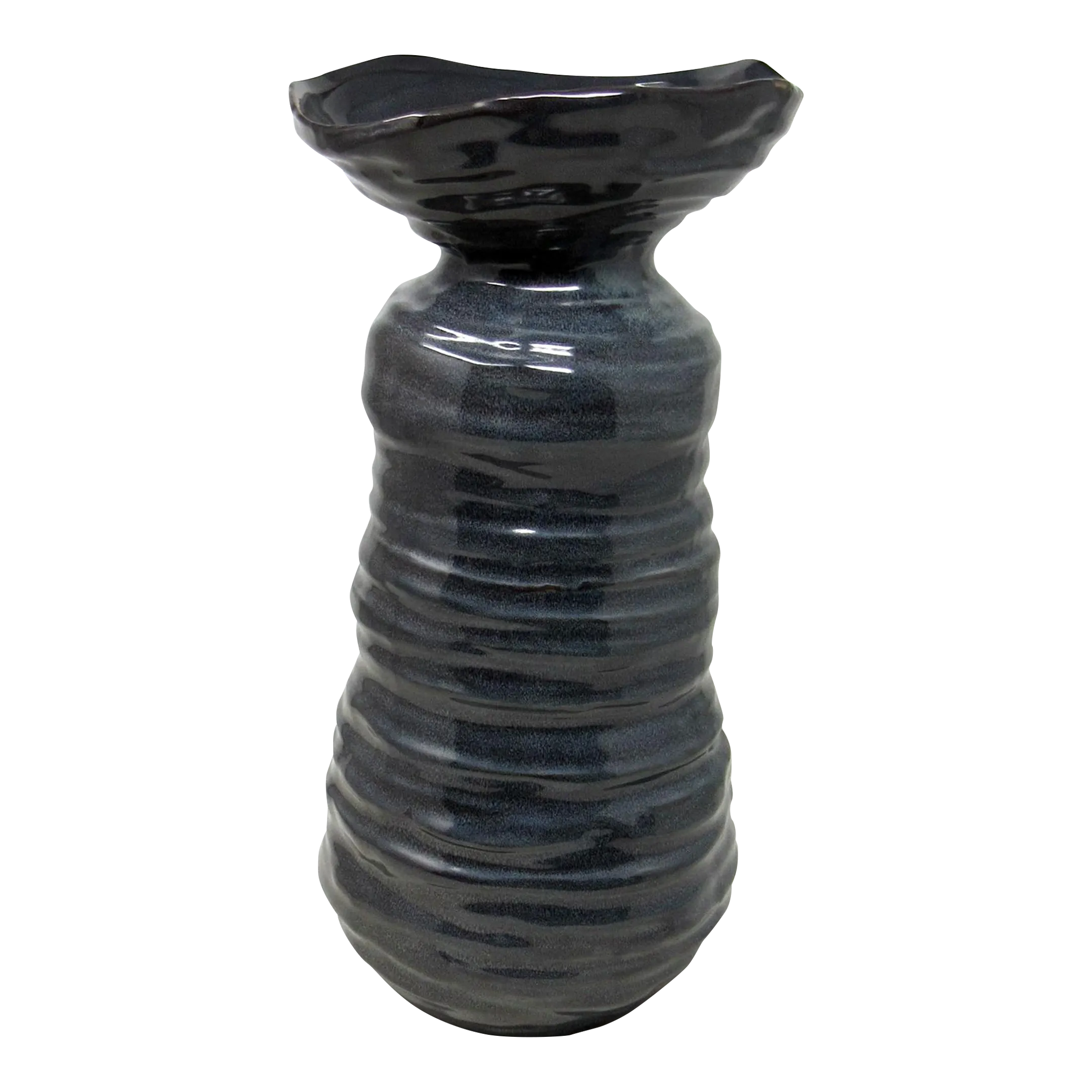 Portobello Ceramic Vase With Ribbed Body | Chairish