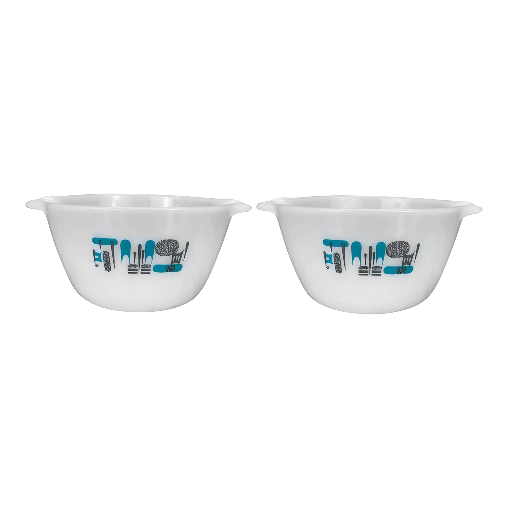 Mid-Century Modern Atomic White & Turquoise Kitchen Mixing Bowls - a ...