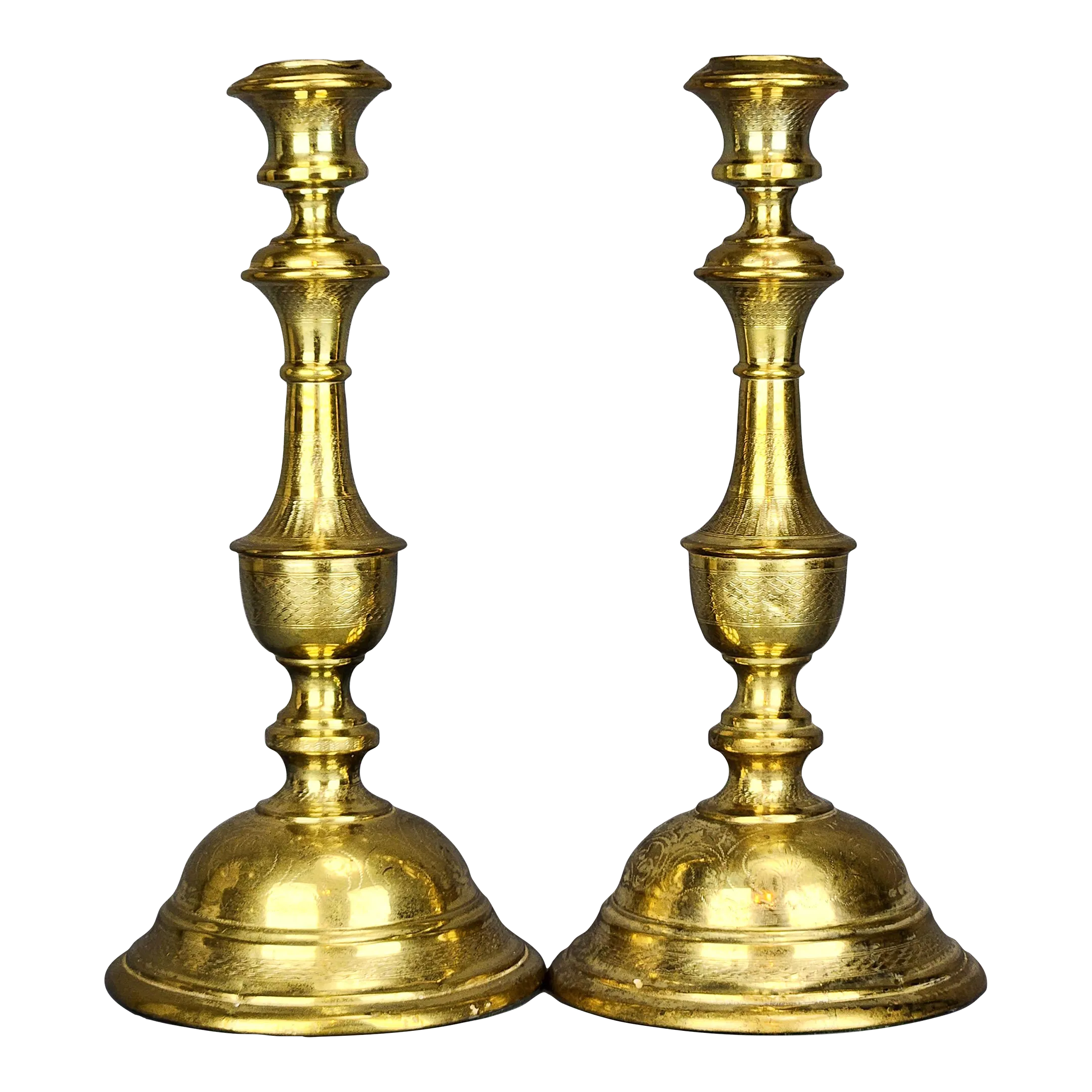Pair of Antique Etched Brass Candlesticks Made Possible by M Jarra ...