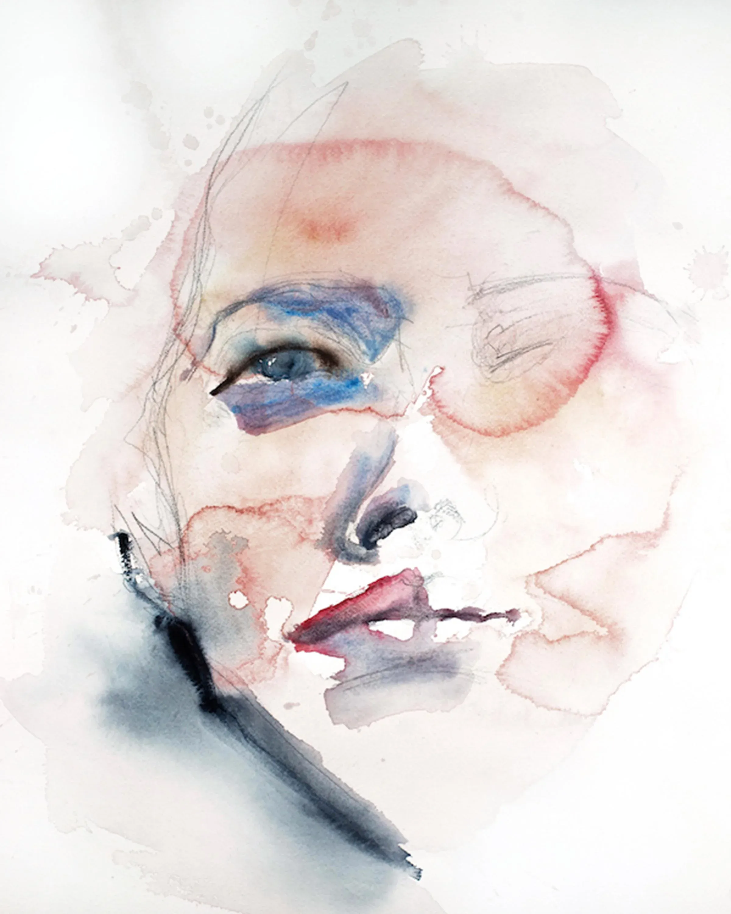 "Mystery" Contemporary Original Expressionist Portrait Watercolor ...