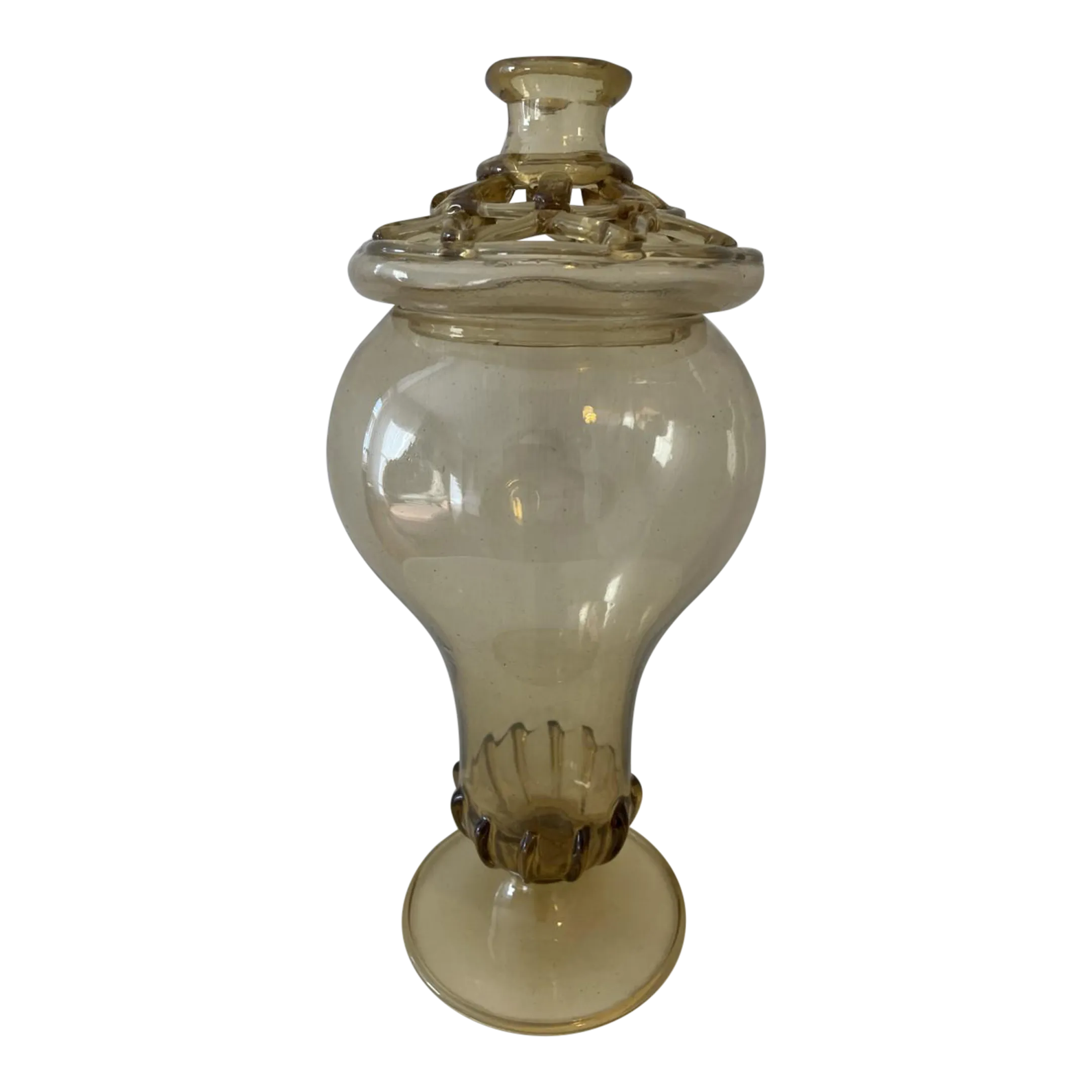 17th Century Venetian Light Amber Glass Flower Vase Chairish