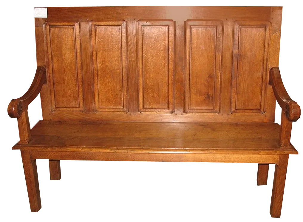 19th Century High Back Bench in Oak | Chairish