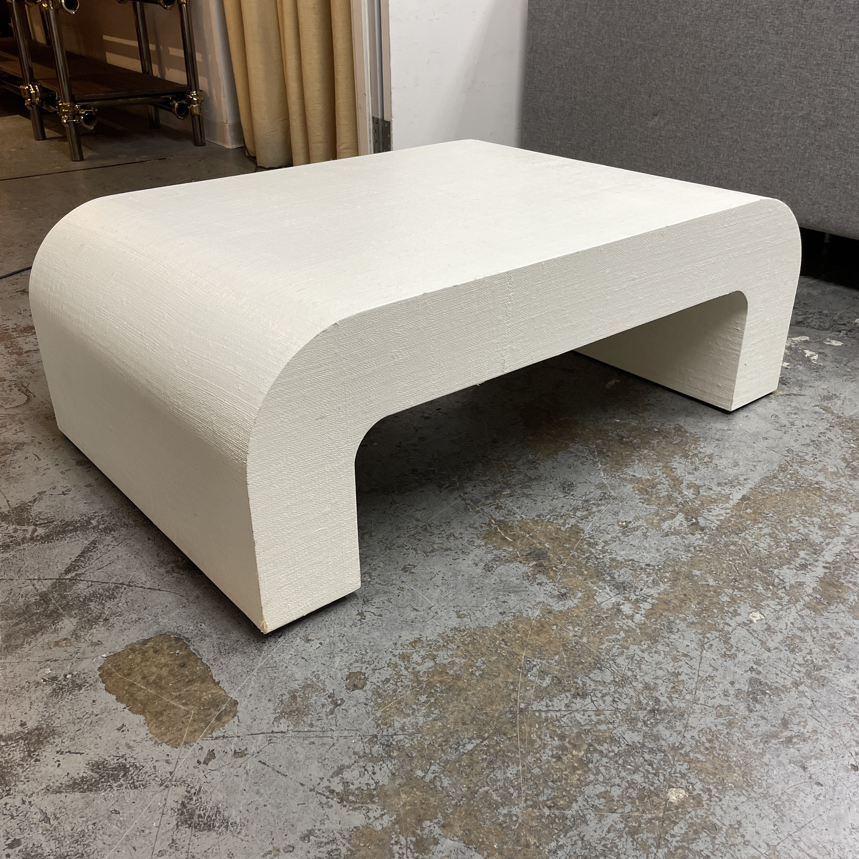 Cb2 Horseshoe Ivory Lacquered Linen Coffee Table