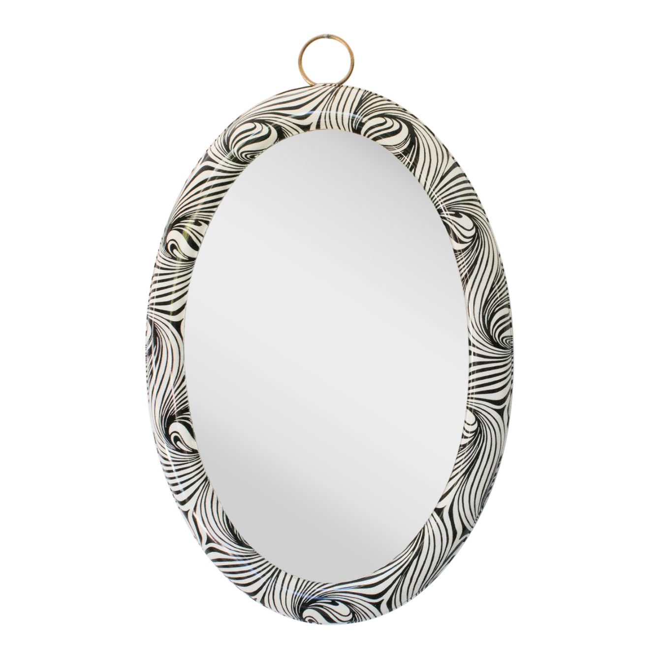 Psychedelic Black and White Vinyl Oval Wall Mirror, 1960s | Chairish