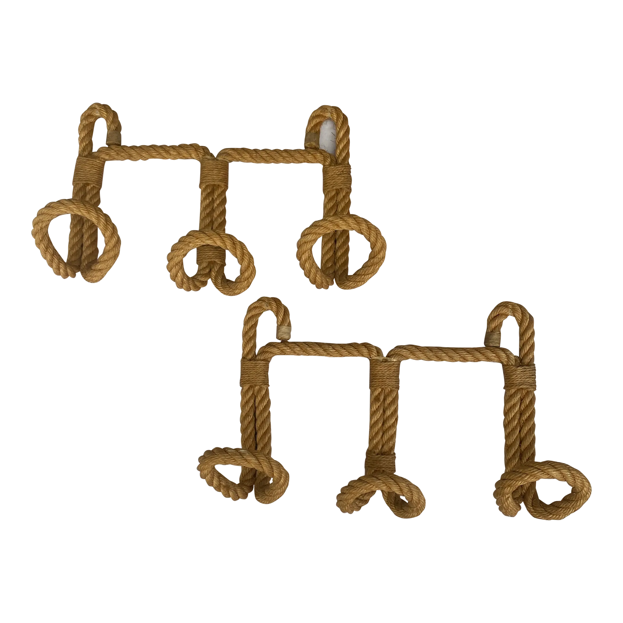 Mid-Century Rope Coat Rack Adrien Audoux & Frida Minet-A Pair | Chairish
