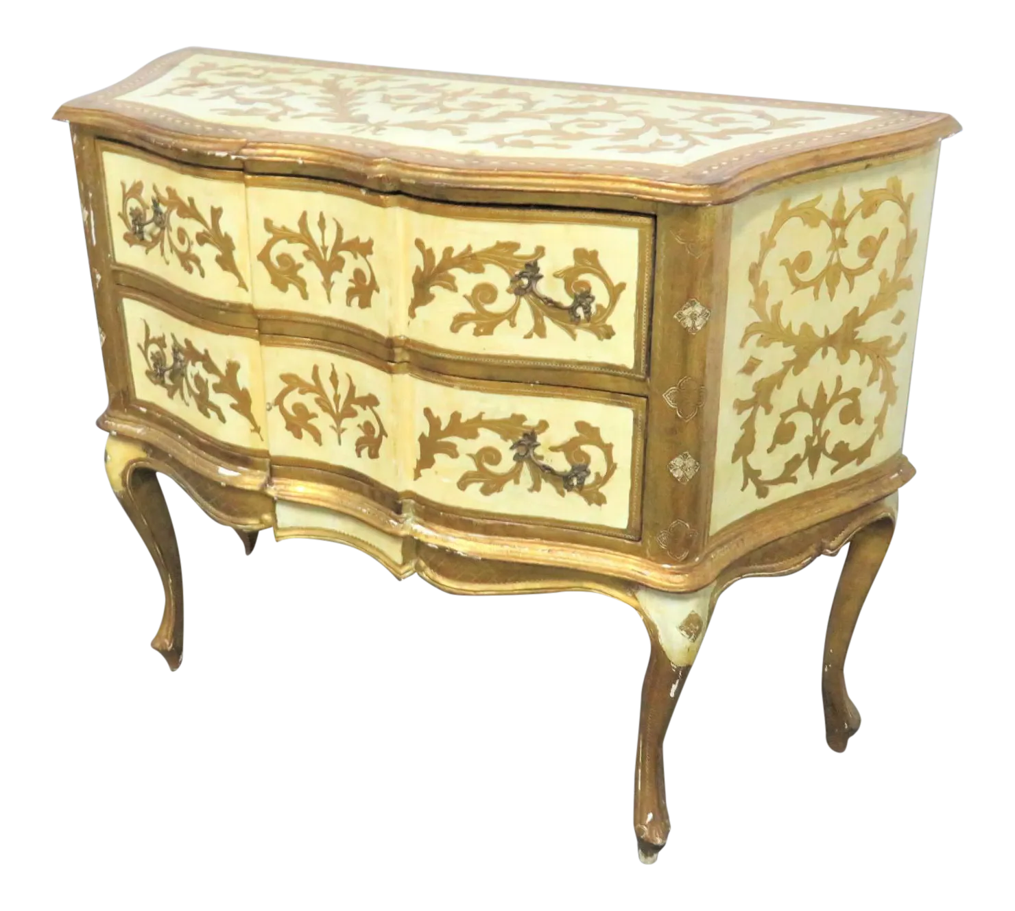 Italian Florentine Cream & Gold Gilt Commode | Chairish